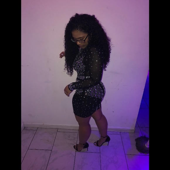 Poshbyv | Dresses | Diamond Embellished Mesh Midi Dress | Poshmark